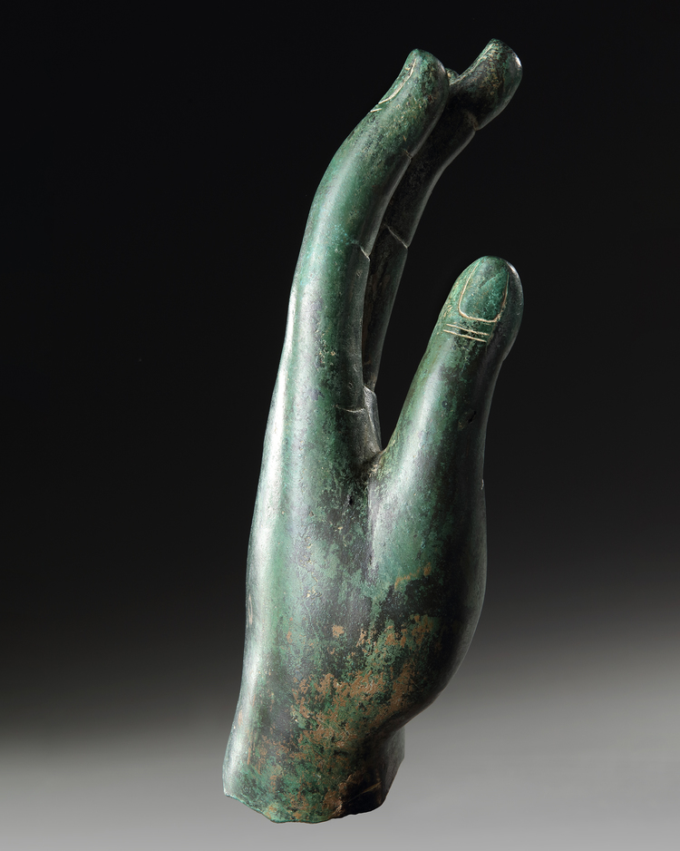 A CHINESE BRONZE BUDDHA'S HAND, PROBABLY MING DYNASTY