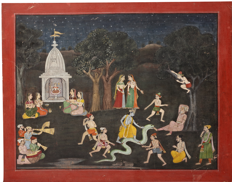 AN ILLUSTRATED FOLIO FROM A BHAGAVATA PURANA SERIES, KRISHNA KILLS THE ...
