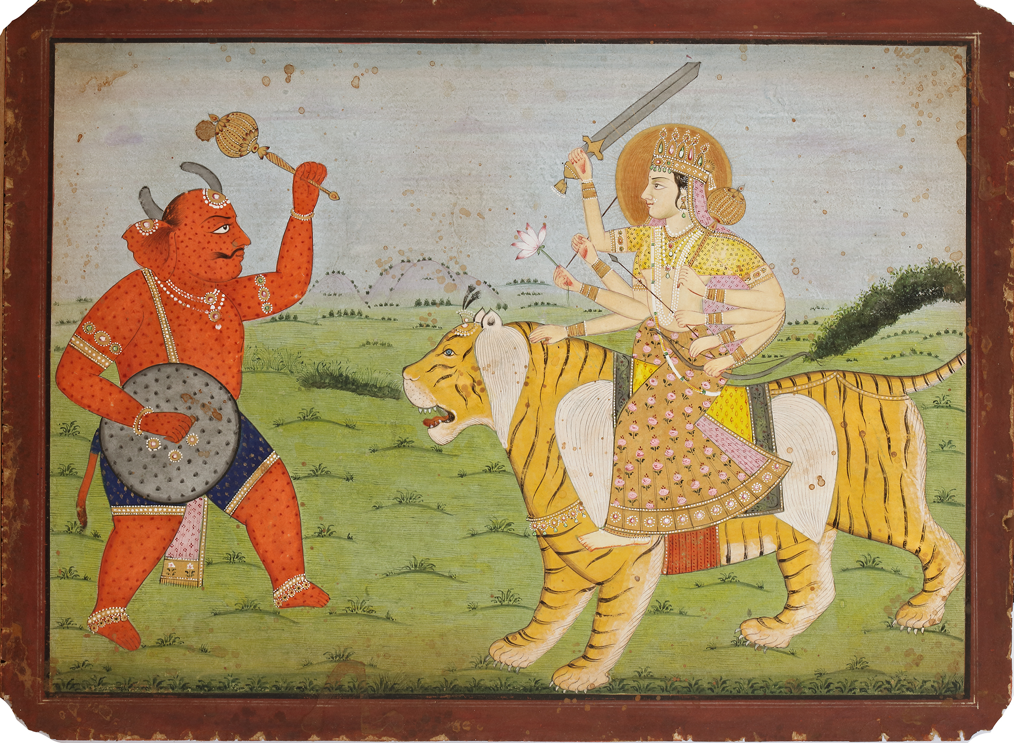 AN ILLUSTRATION FROM A DEVI MAHATMYA SERIES: DURGA CONFRONTS A DEMON ...