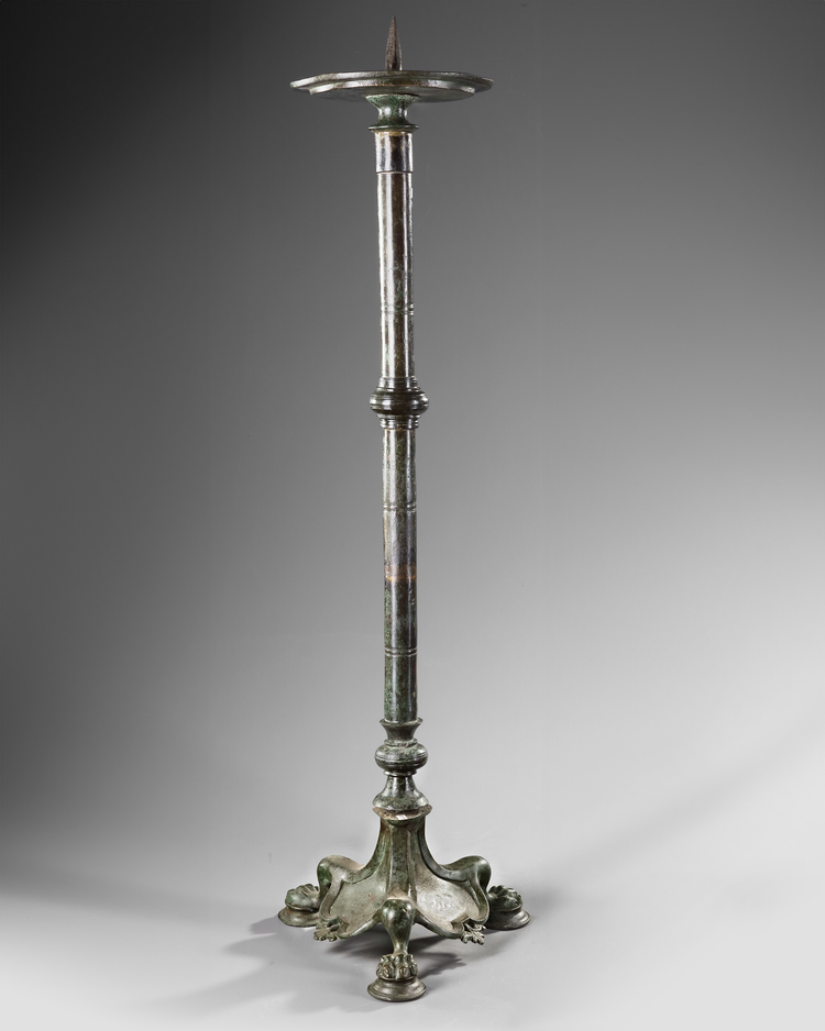 A LARGE BRONZE BYZANTINE LAMP STAND, 6TH-7TH CENTURY AD