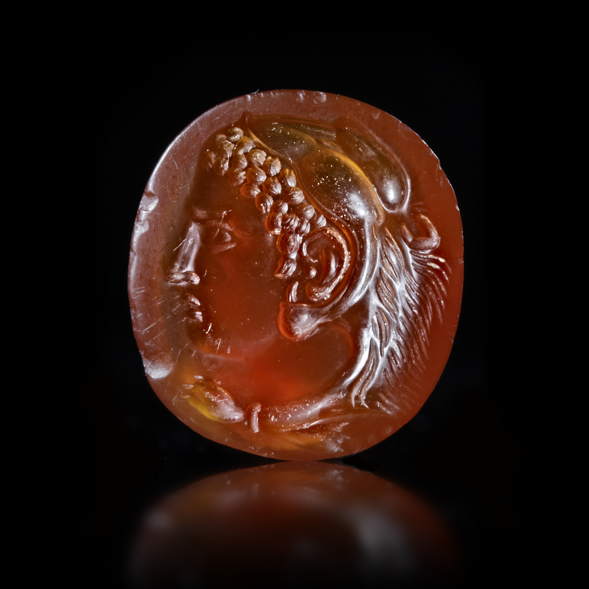 A ROMAN INTAGLIO WITH THE HEAD OF HERCULES POSSIBLY PORTRAYING ...