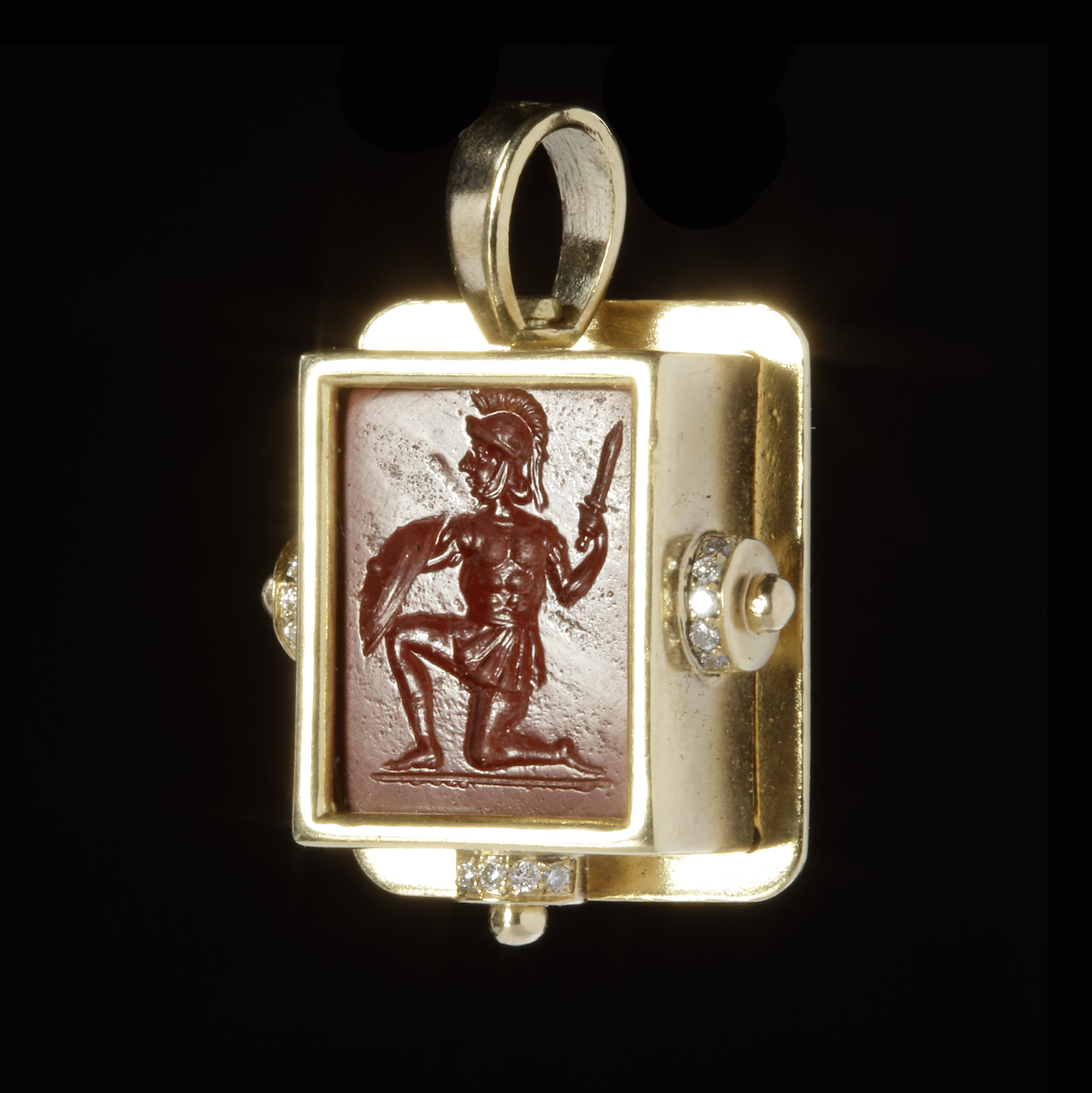 A ROMAN RED JASPER INTAGLIO IN A MODERN GOLD MOUNT, INTAGLIO 1ST/2ND ...