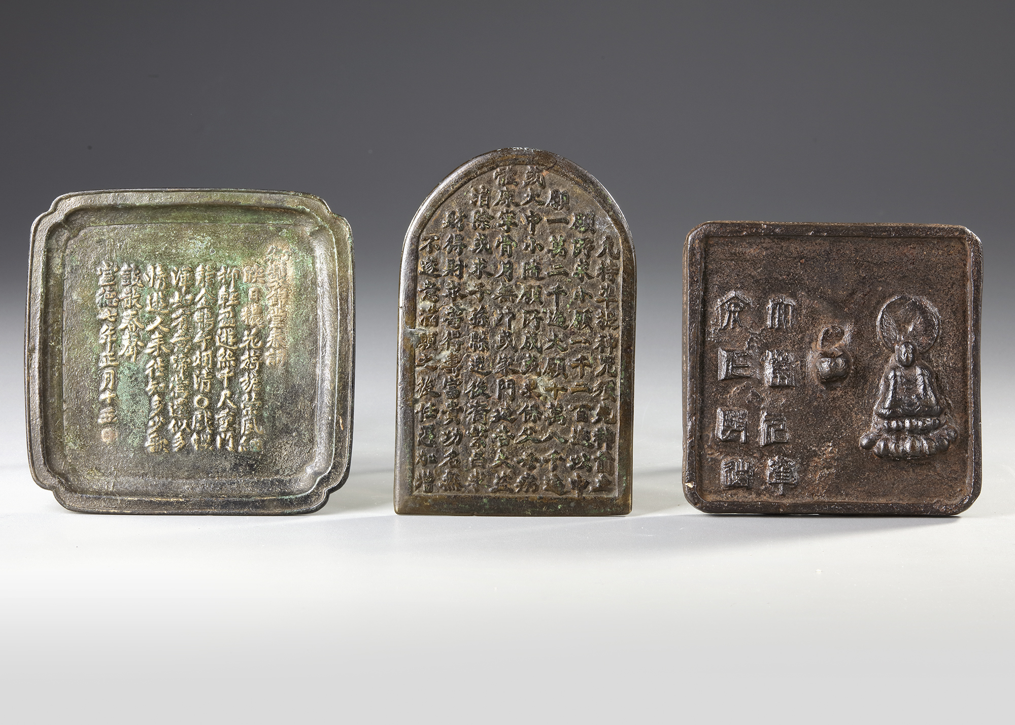 THREE CHINESE BRONZE OBJECTS, MING DYNASTY AND LATER