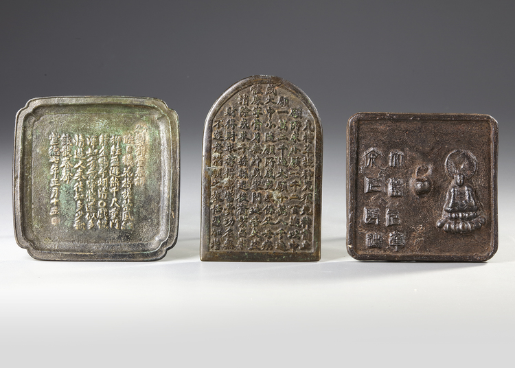 THREE CHINESE BRONZE OBJECTS, MING DYNASTY AND LATER