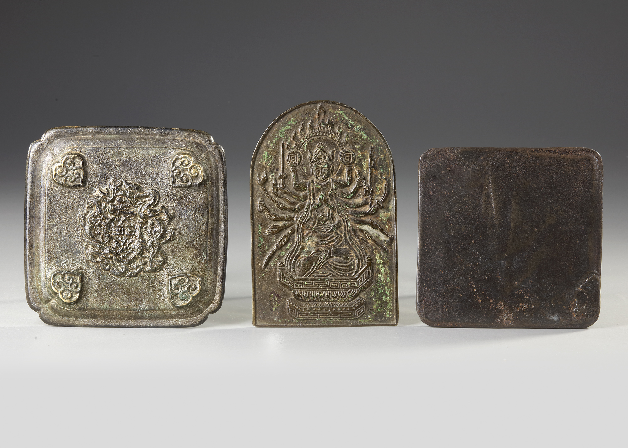 THREE CHINESE BRONZE OBJECTS, MING DYNASTY AND LATER