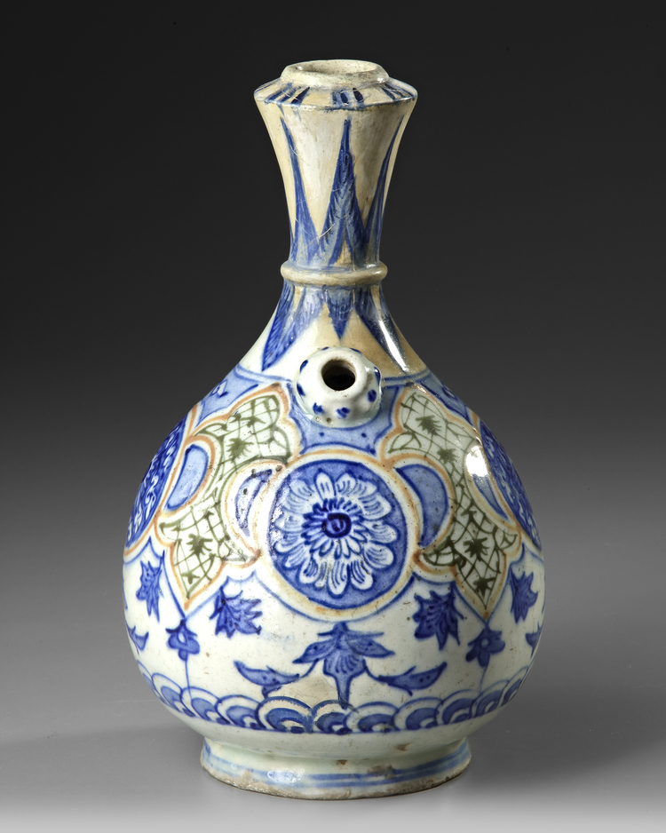 A SAFAVID KIRMAN POTTERY BOTTLE VASE, PERSIA, 17TH CENTURY