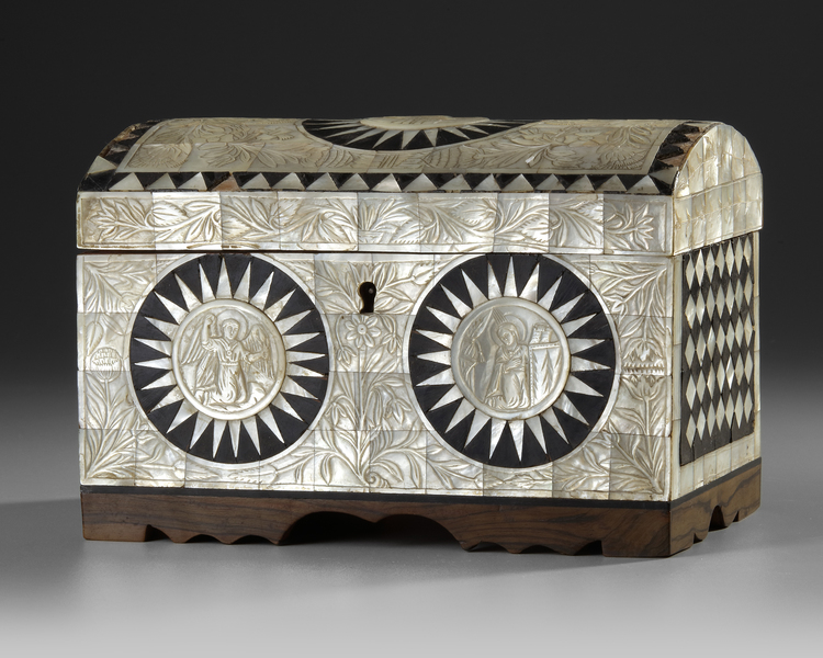 AN OTTOMAN MOTHER OF PEARL INLAID WOODEN BOX, TURKEY PROVINCES, 19TH ...