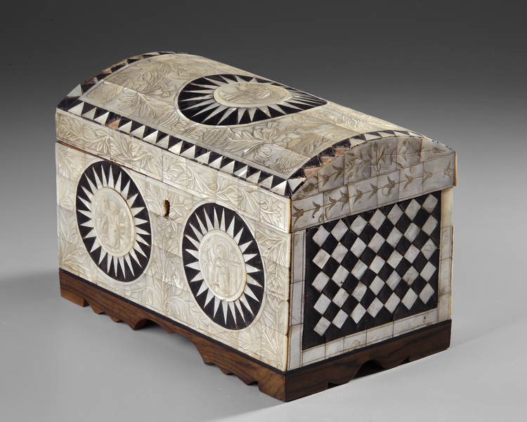 AN OTTOMAN MOTHER OF PEARL INLAID WOODEN BOX, TURKEY PROVINCES, 19TH ...