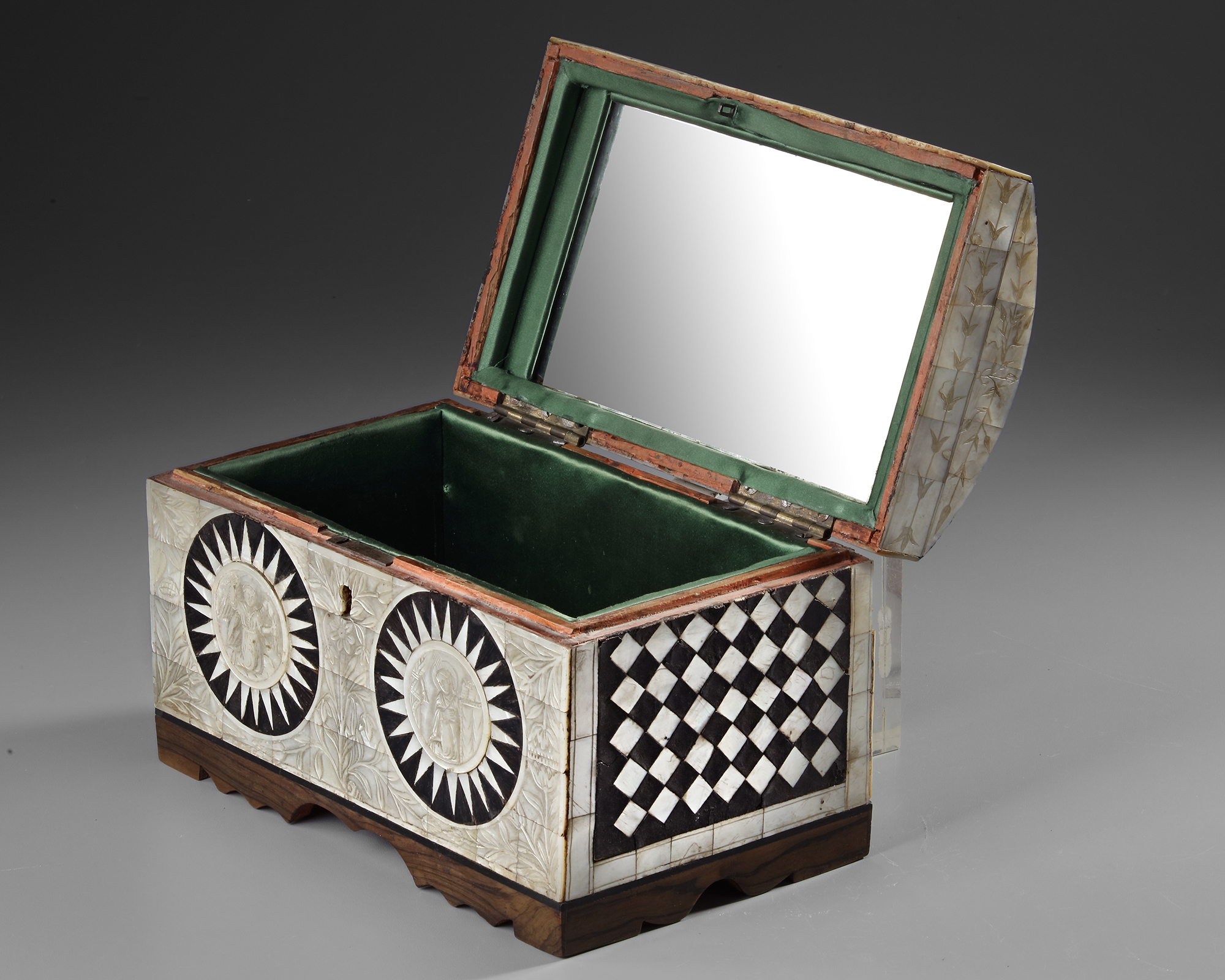 AN OTTOMAN MOTHER OF PEARL INLAID WOODEN BOX, TURKEY PROVINCES, 19TH ...