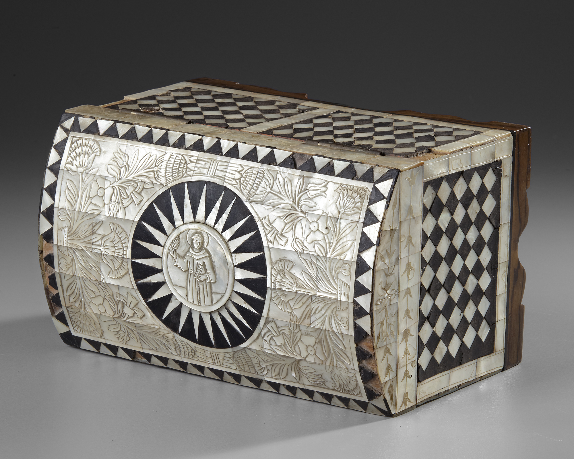 AN OTTOMAN MOTHER OF PEARL INLAID WOODEN BOX, TURKEY PROVINCES, 19TH ...