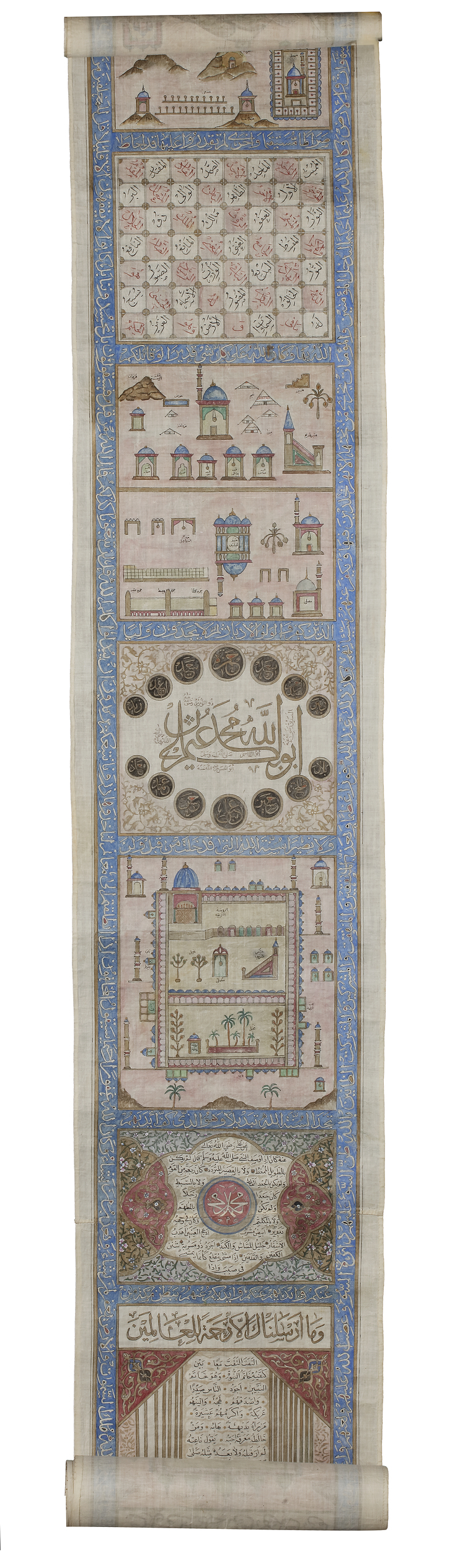 AN OTTOMAN ILLUMINATED HAJJ SCROLL, WRITTEN BY ABDUL-ALAH BIN HUSSAIN ...