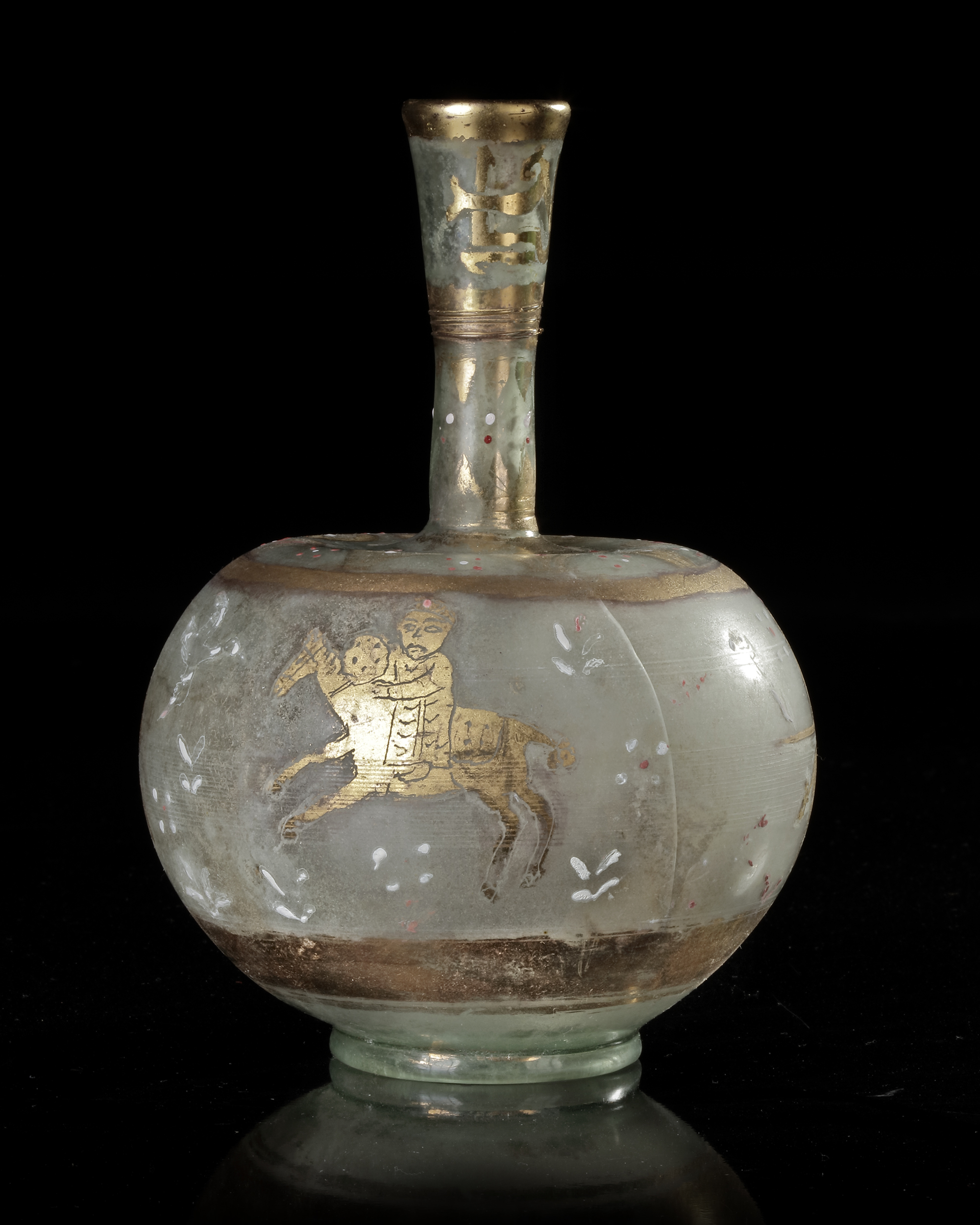 A LATER GILDED PERSIAN GLASS BOTTLE VASE, PERSIA 11TH/12TH CENTURY