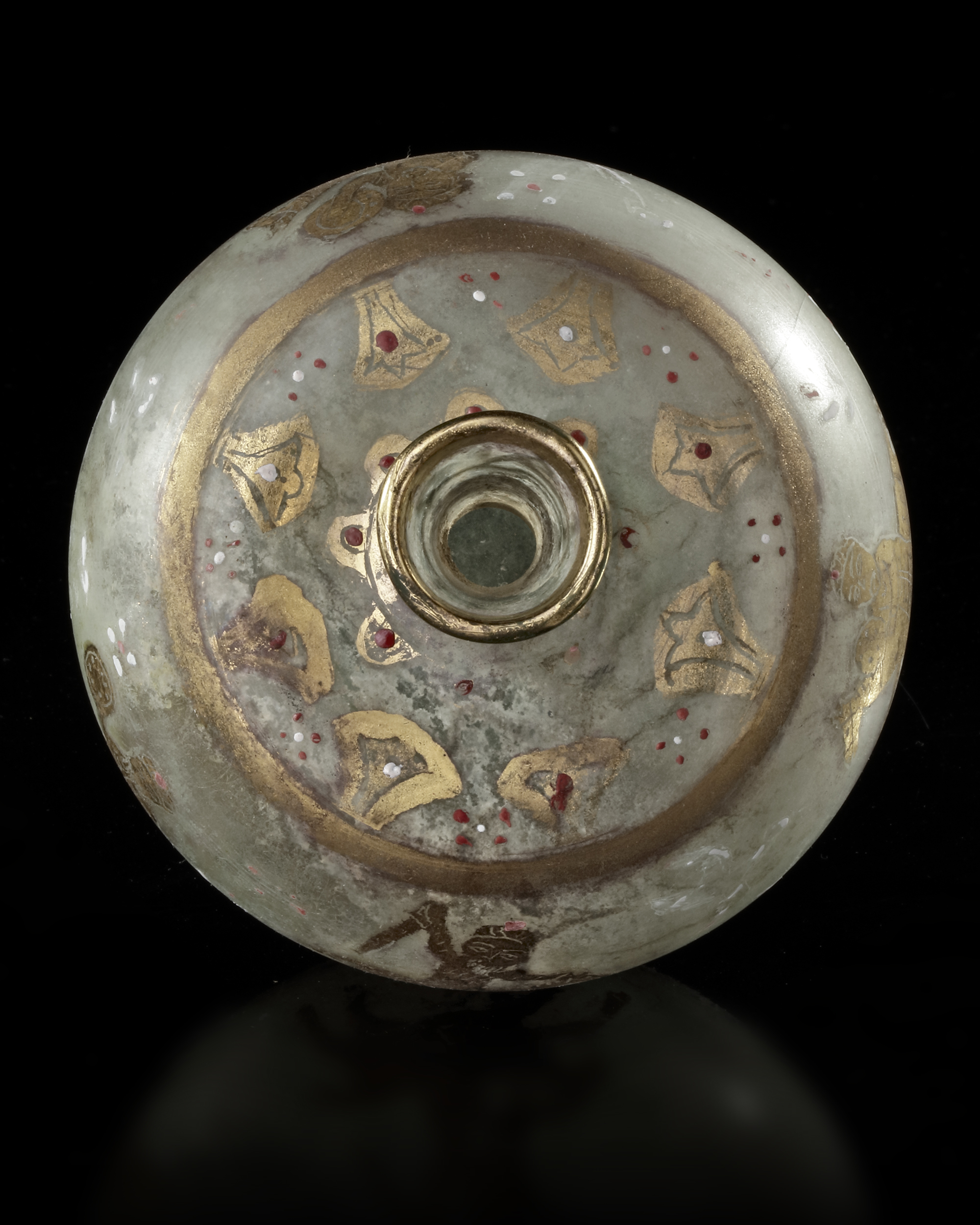 A LATER GILDED PERSIAN GLASS BOTTLE VASE, PERSIA 11TH/12TH CENTURY