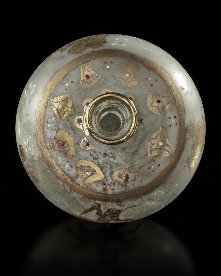 A LATER GILDED PERSIAN GLASS BOTTLE VASE, PERSIA 11TH/12TH CENTURY
