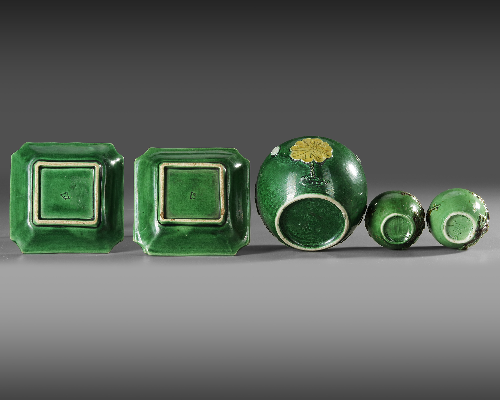 A COLLECTION OF CHINESE THREE JARS AND SAUCERS, 18TH-19TH CENTURY AND LATER