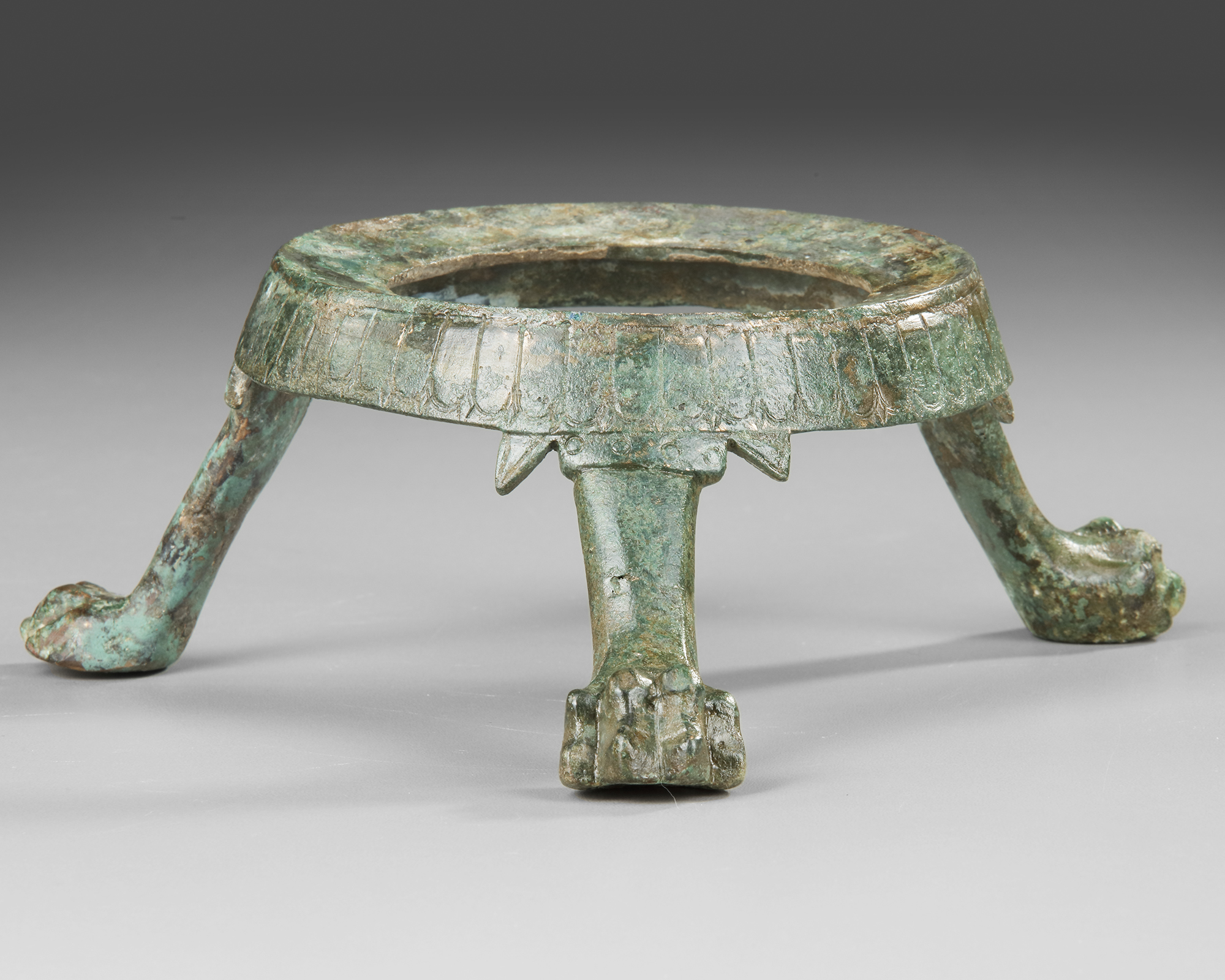 A BRONZE ROMAN STAND FOR CUPS OR HYDRIA, 2ND-3RD CENTURY AD