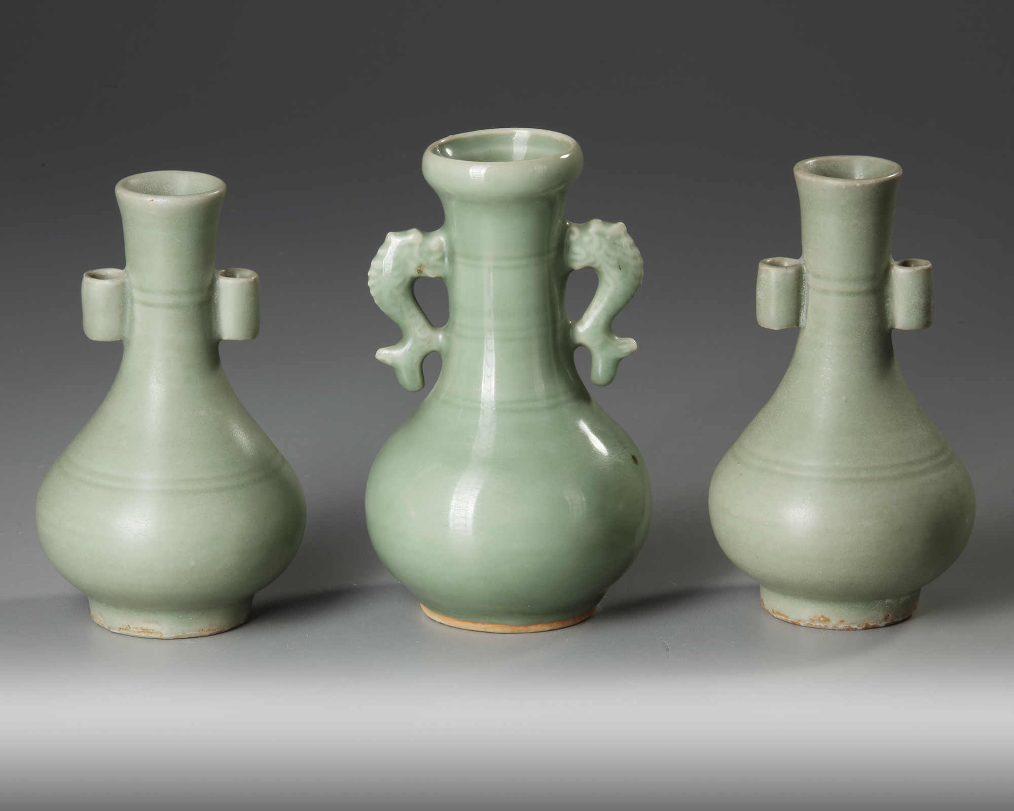 THREE CHINESE LONGQUAN CELADON VASES, SONG DYNASTY (960-1127 ) /YUAN ...