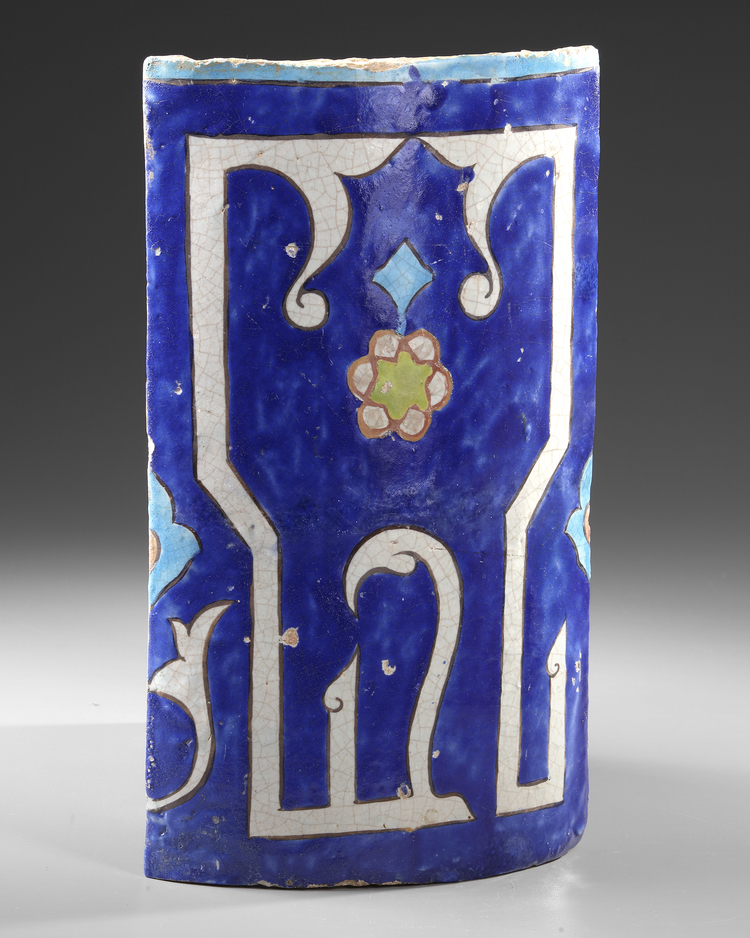 A TIMURID CALLIGRAPHIC POTTERY TILE, CENTRAL ASIA OR EASTERN PERSIA ...