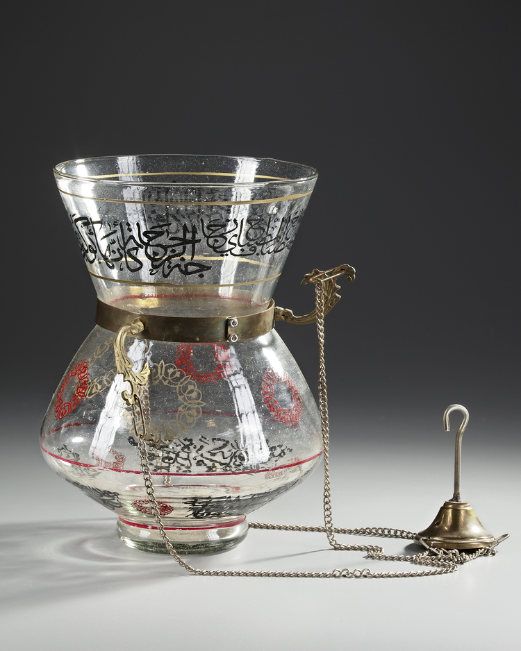 A MAMLUK-STYLE GLASS MOSQUE LAMP, 20TH CENTURY