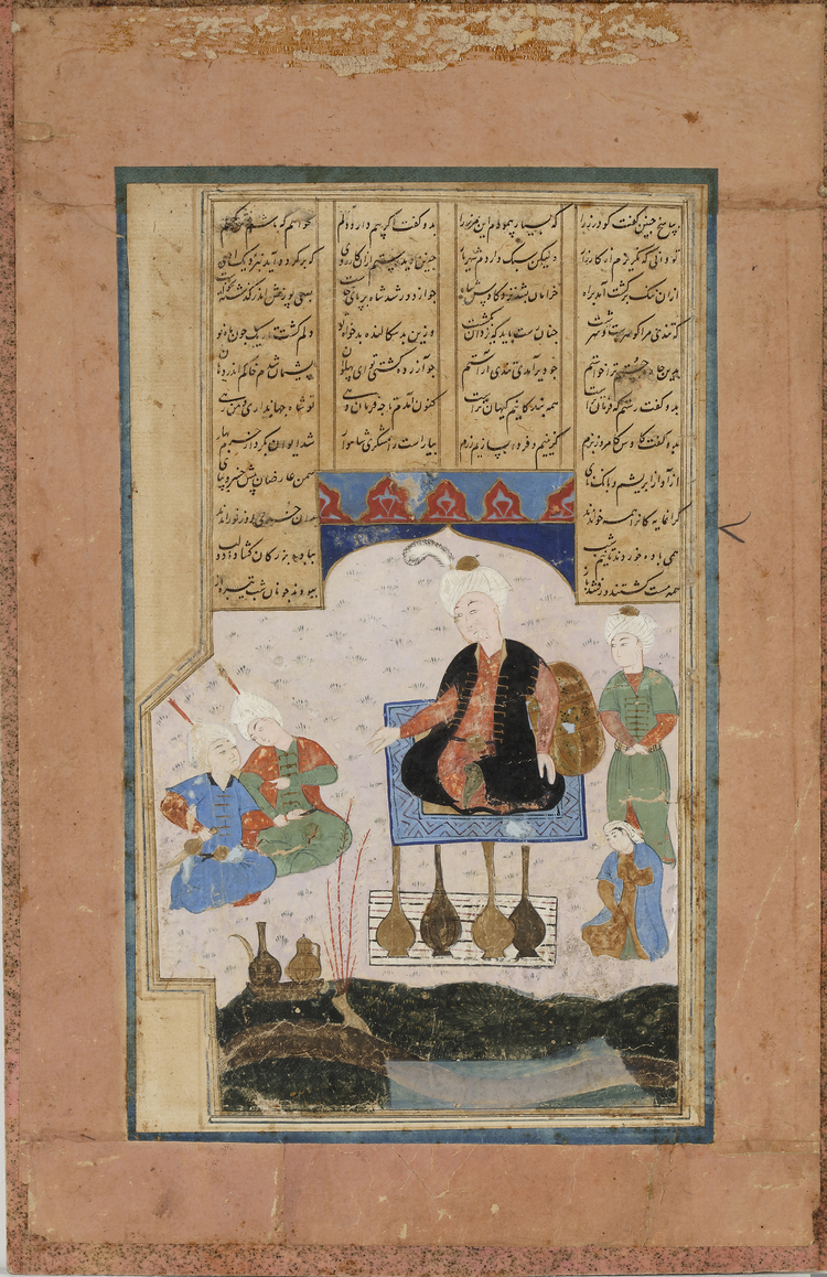 KAY KAVUS, AN ILLUMINATED TEXT LEAF FROM A SHAHNAMEH, PERSIA SAFAVID ...