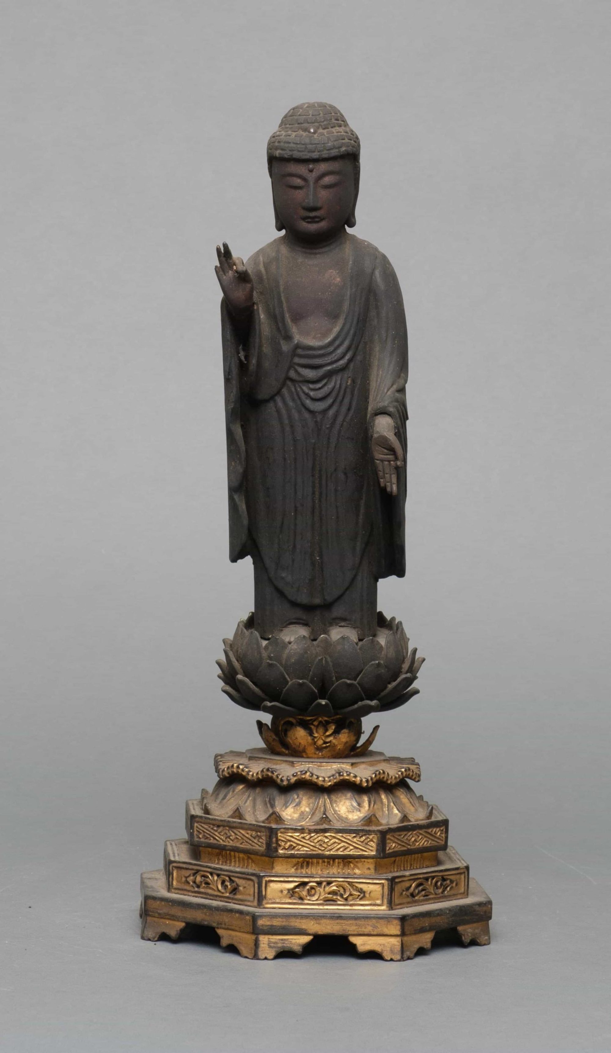 A JAPANESE LACQUERED WOODEN ZUSHI-SHRINE WITH AMIDA BUDDHA