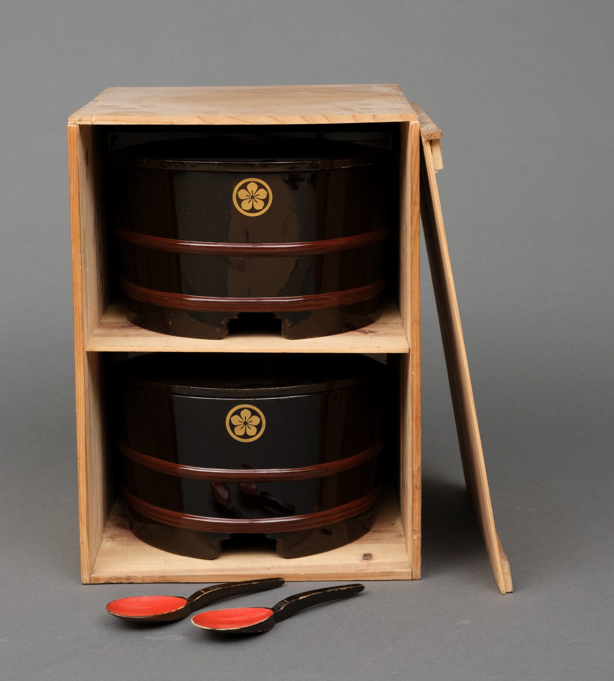 TWO JAPANESE LACQUERED RICE CONTAINERS, MEIJI PERIOD (1868-1912)