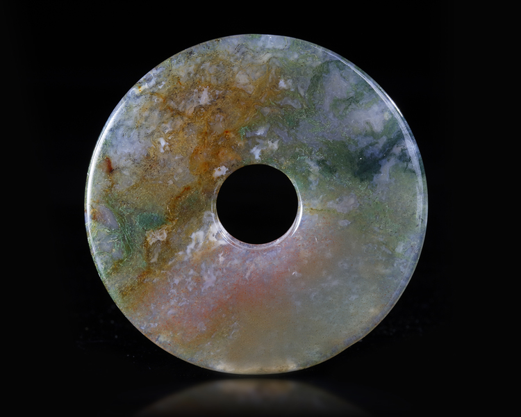 A CHINESE GREENISH JADE DISC, BI, 20TH CENTURY