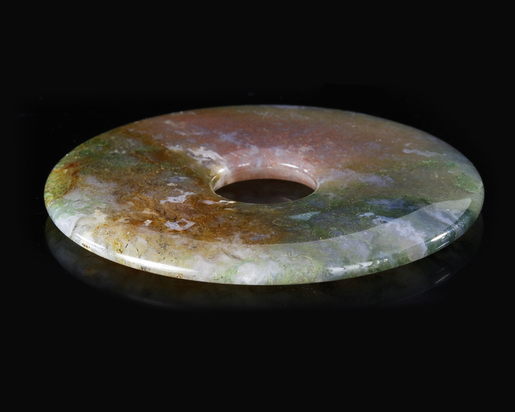 A CHINESE GREENISH JADE DISC, BI, 20TH CENTURY