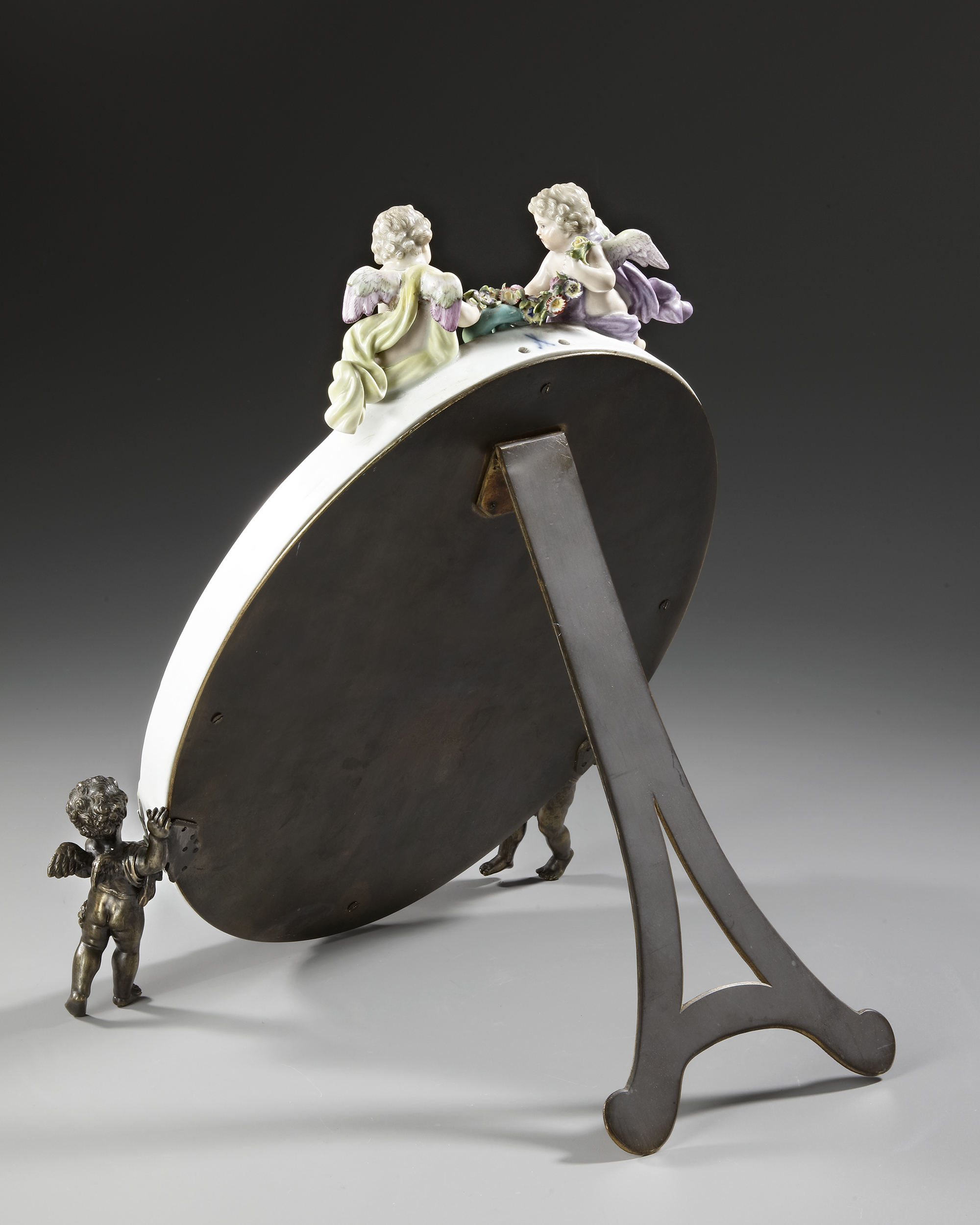 A MEISSEN PORCELAIN MIRROR, SIGNED, 19TH CENTURY