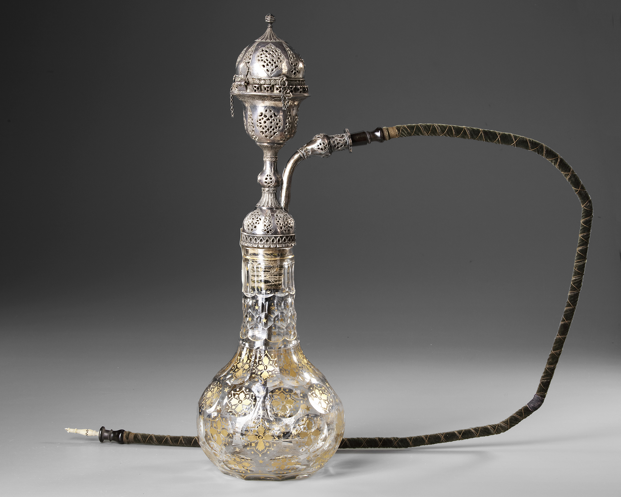 A BOHEMIAN GLASS HOOKAH (HUQQA), 19TH CENTURY
