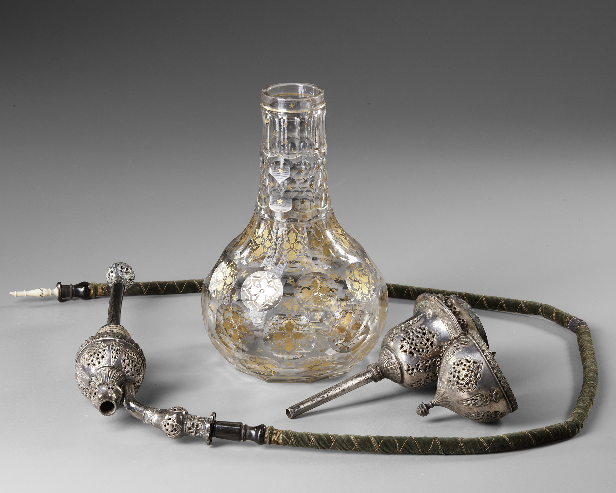A BOHEMIAN GLASS HOOKAH (HUQQA), 19TH CENTURY