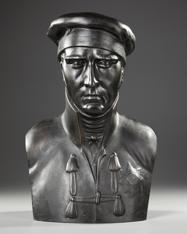 A CAST IRON BUST OF FREDRIK WILLIAM, DUKE OF BRUNSWICK-WOLFENBUTTEL ...