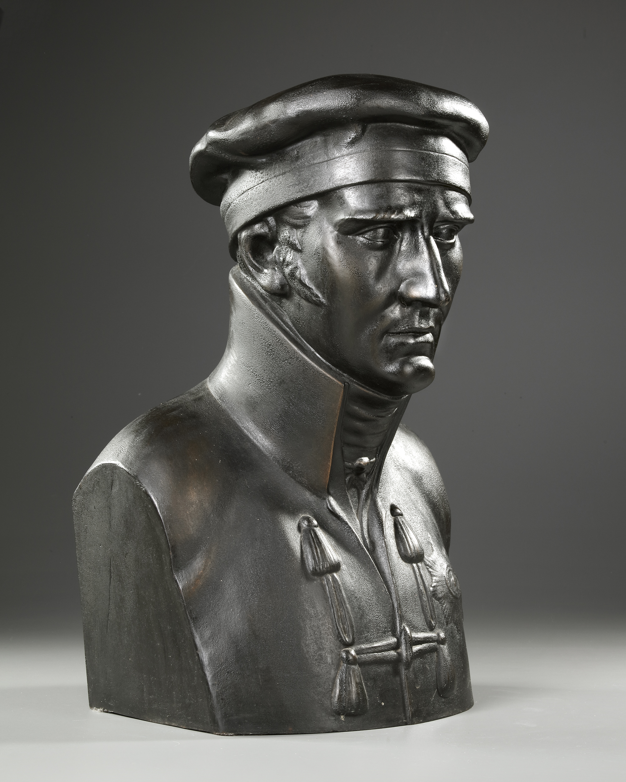 A CAST IRON BUST OF FREDRIK WILLIAM, DUKE OF BRUNSWICK-WOLFENBUTTEL ...