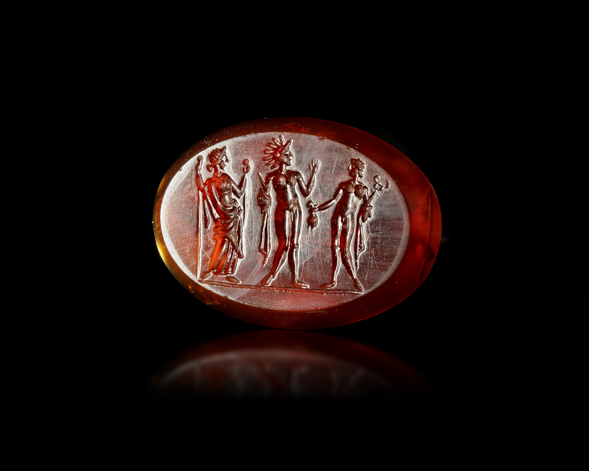 ROMAN CARNELIAN INTAGLIO ENGRAVED ON BOTH SIDES 1ST–2ND CENTURY A.D.