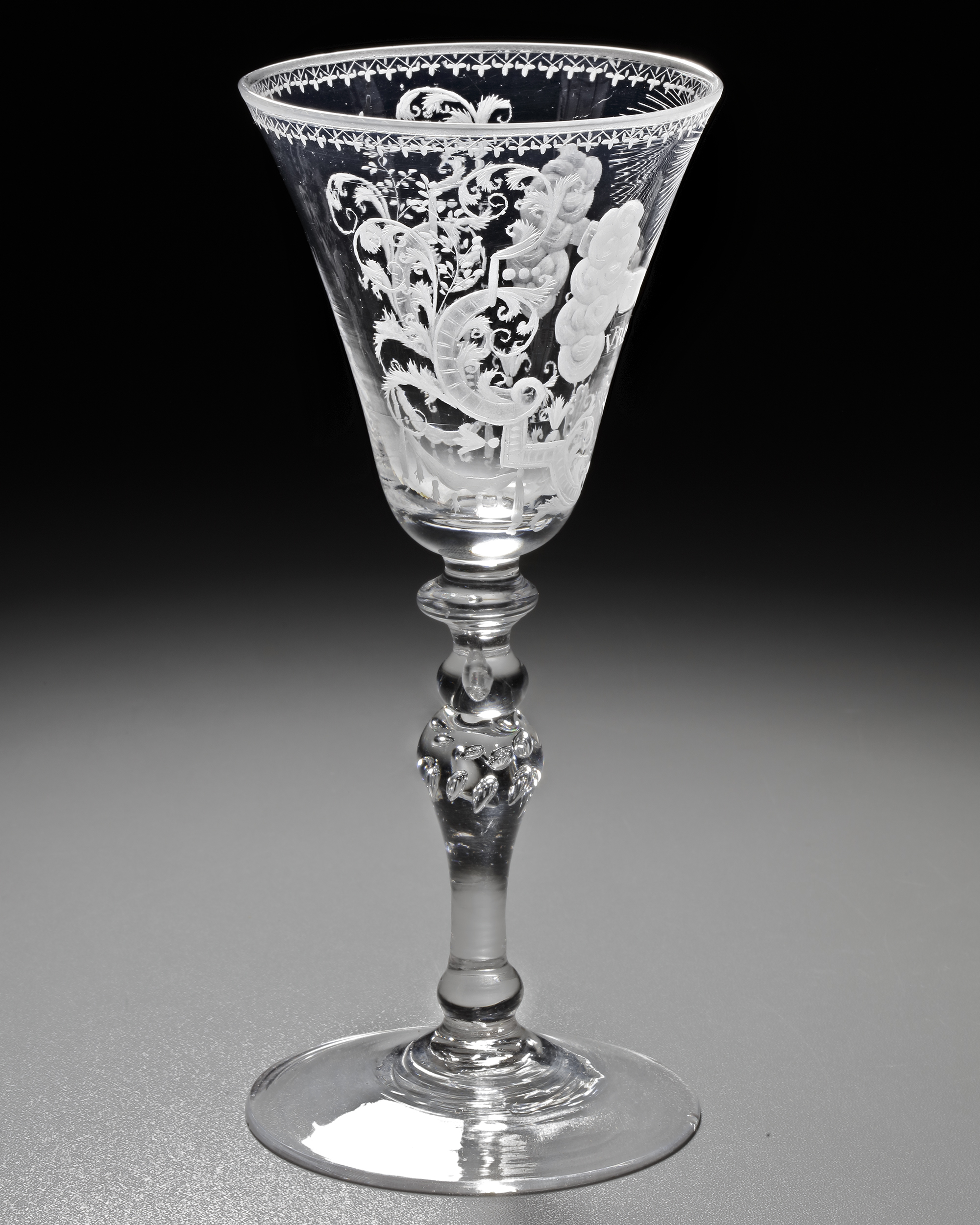 A DUTCH 18TH CENTURY CRYSTAL ENGRAVED DRINKING GLASS OR GOBLET ...