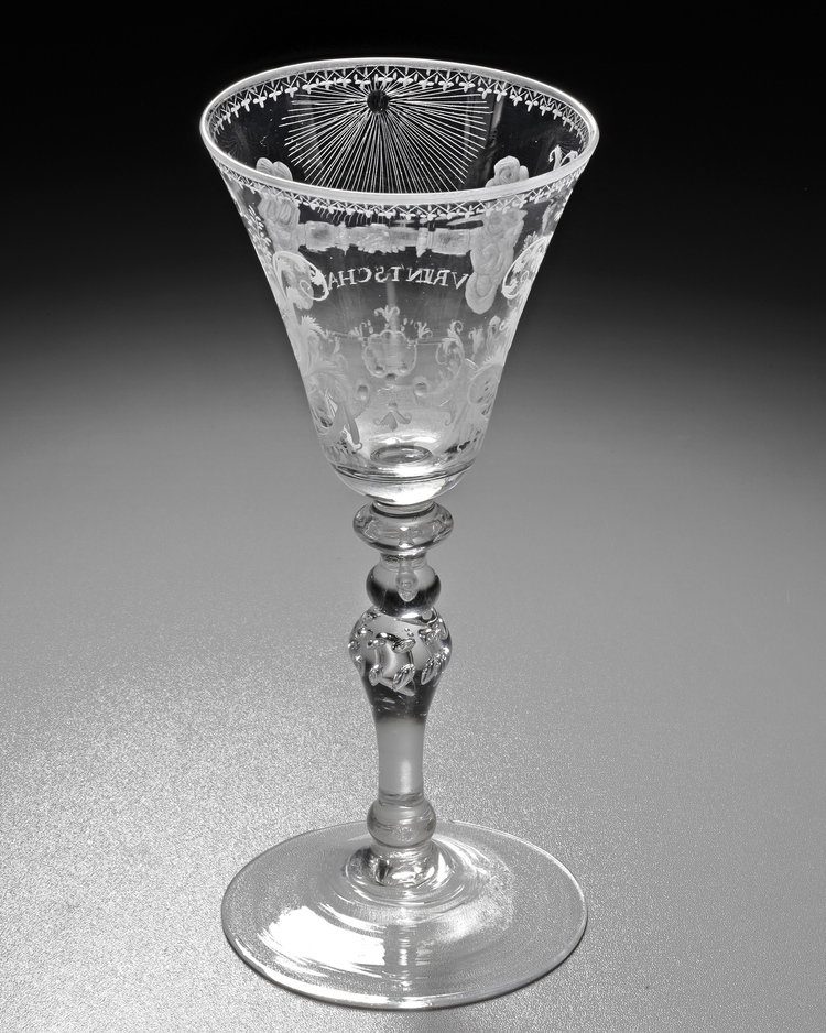 A DUTCH 18TH CENTURY CRYSTAL ENGRAVED DRINKING GLASS OR GOBLET ...