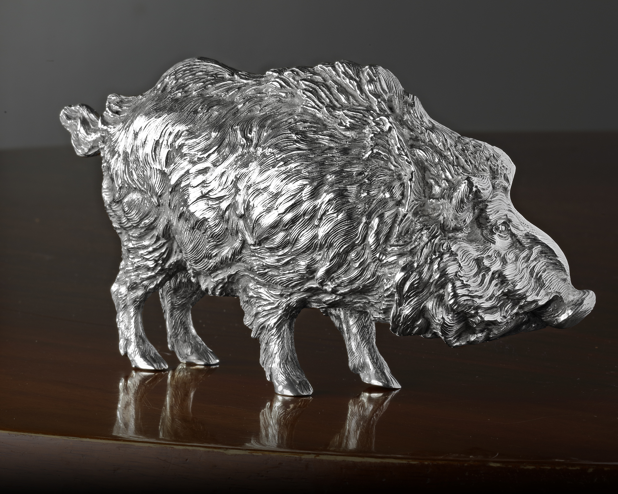 A DUTCH SILVER BOAR, 20TH CENTURY