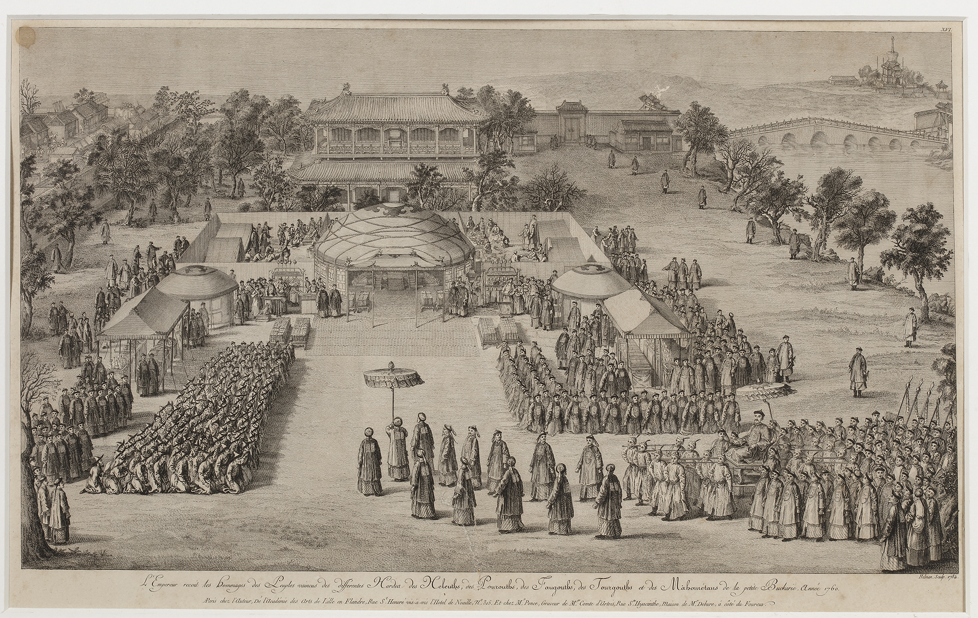 IMPERIAL AUDIENCE IN CHINA, ENGRAVING, 18TH CENTURY