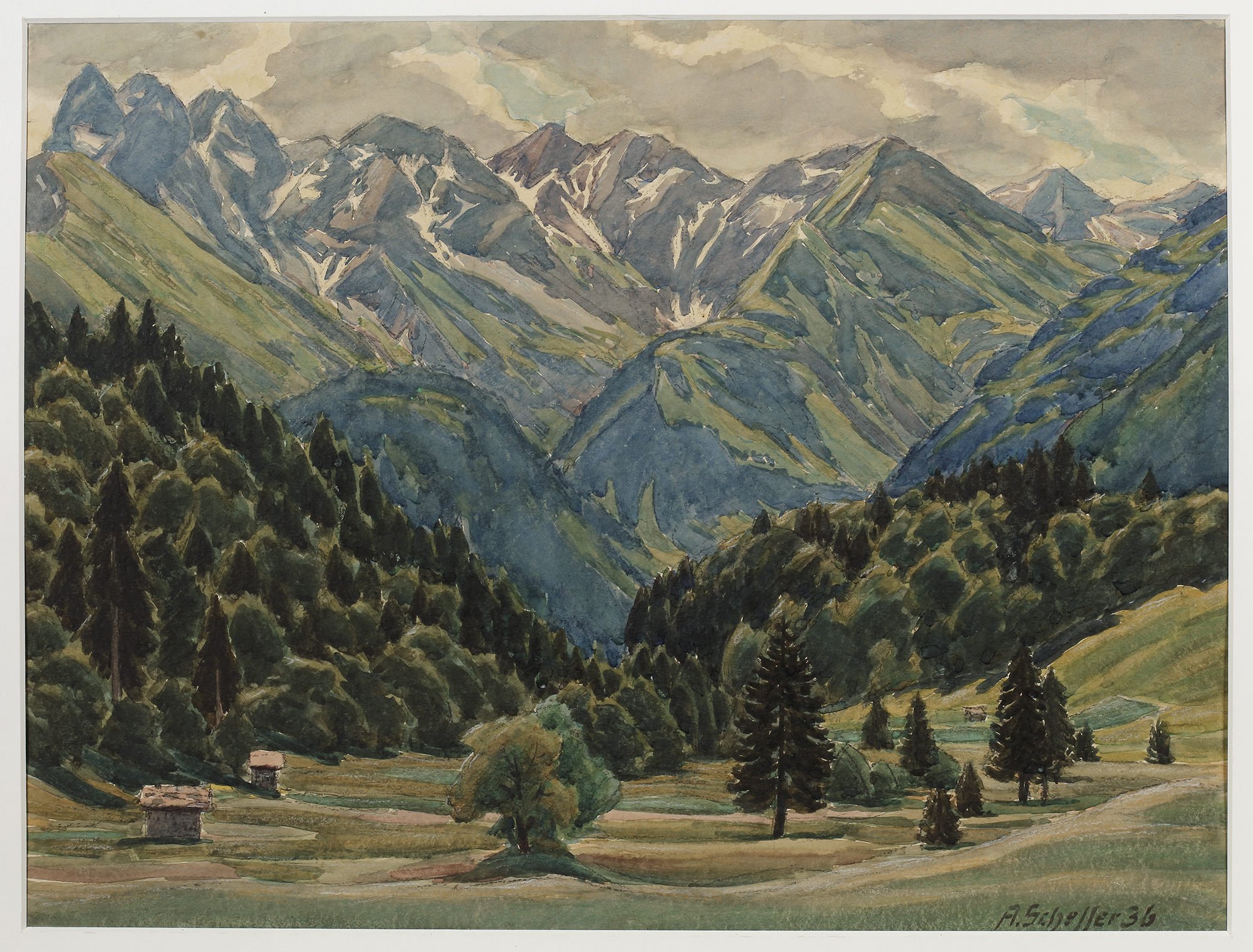 A. SCHEFFER, LANDSCAPE (1926), WATERCOLOR PAINTING