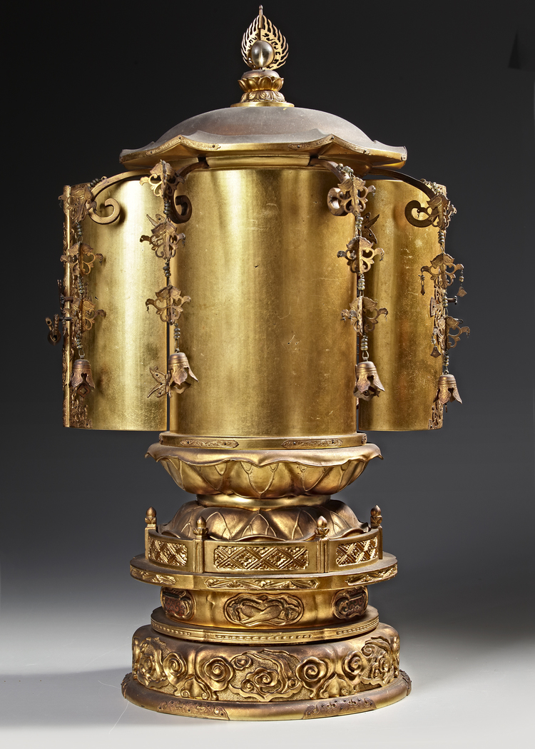 A FINE JAPANESE LACQUERED ALTAR SHRINE WITH EMBRACING KANGITEN, 19TH ...