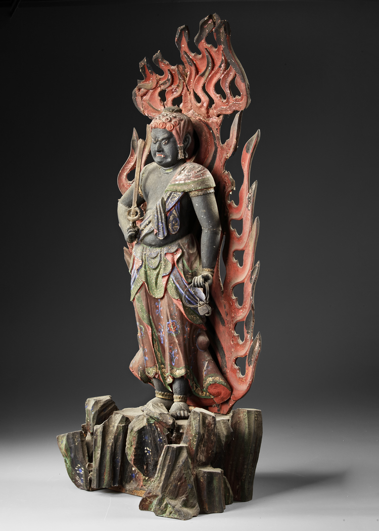 A JAPANESE WOODEN FUDO MYO-O, ACALANATHA,EDO PERIOD (1615–1868)