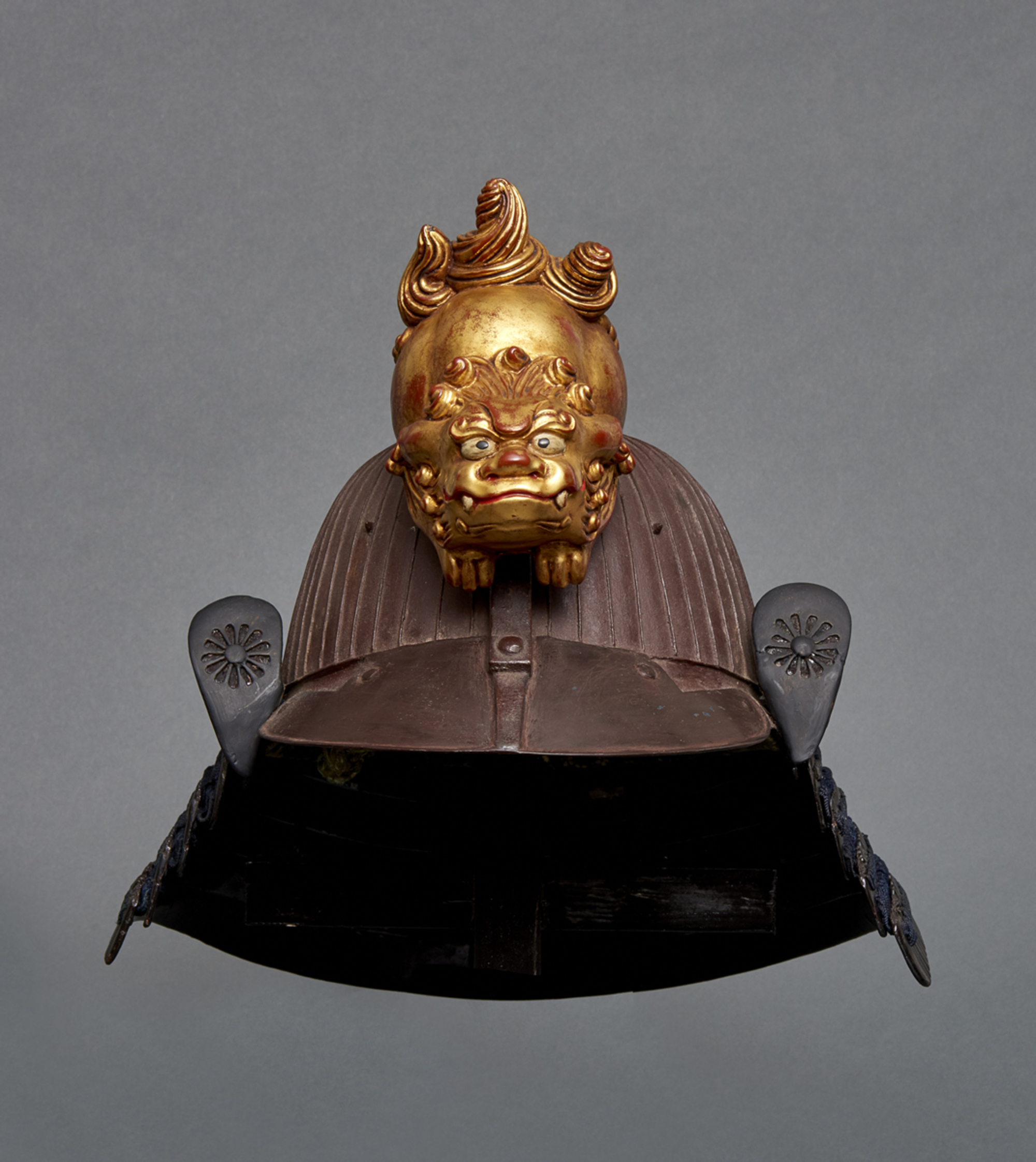 A sixty-two plate sujibachi-helmet with four black neck-guards (shikoro ...
