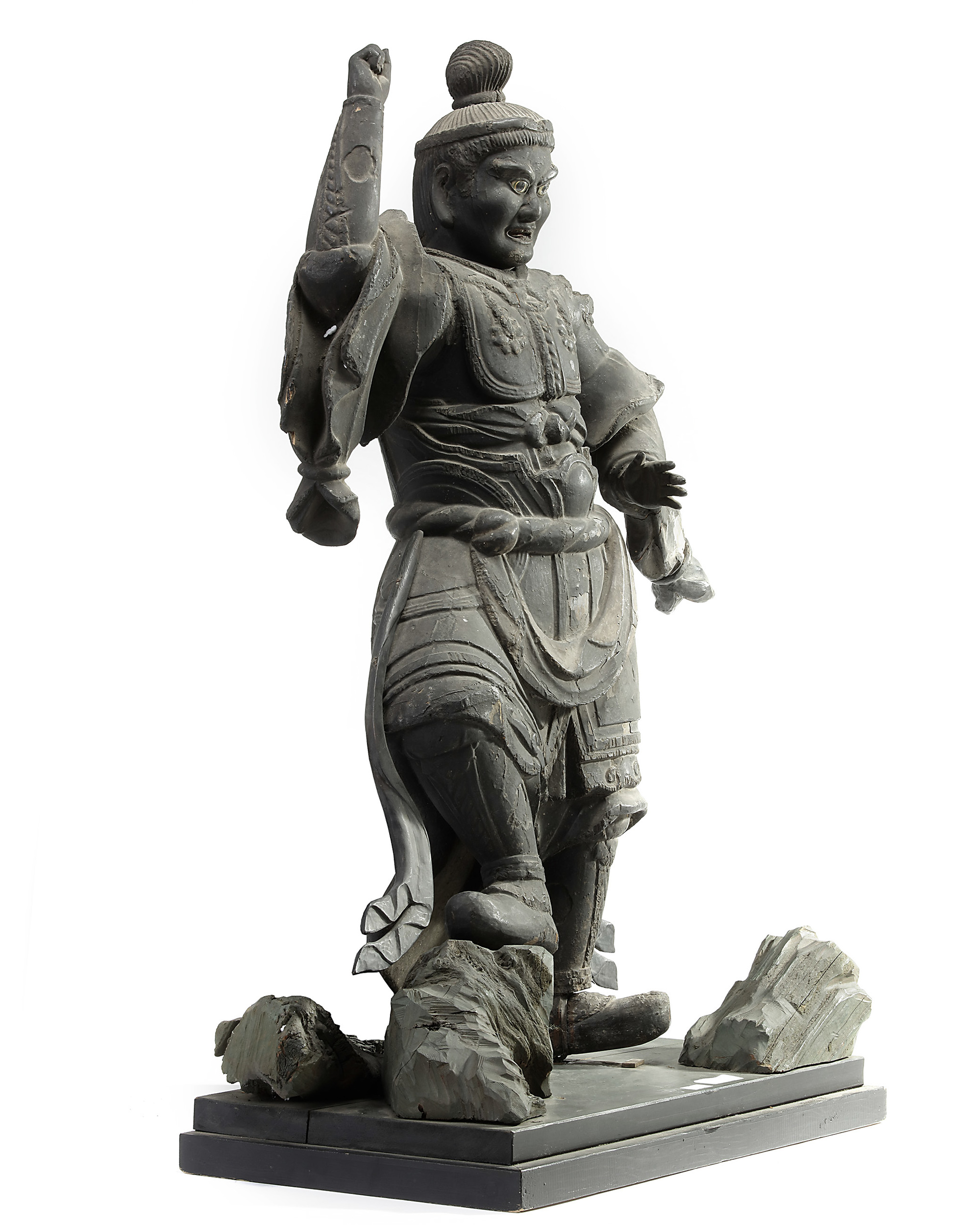 Wooden figure depicting the guardian deity Bishamon